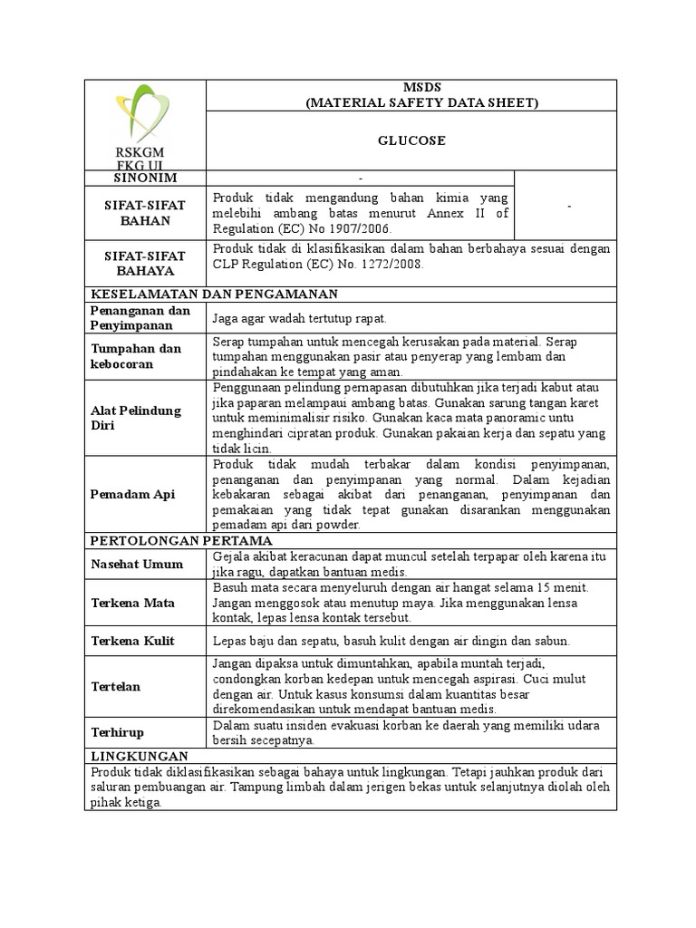 MSDS Glucose | PDF