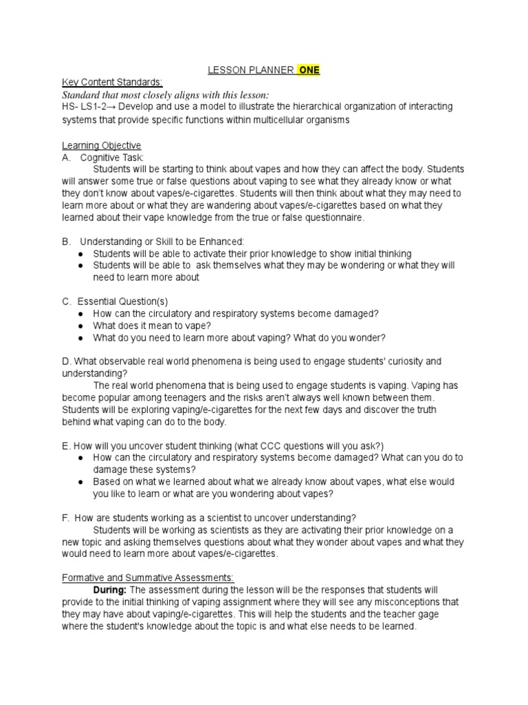 Vaping's Impact on Body Systems Lesson | PDF | Adolescence | Electronic ...