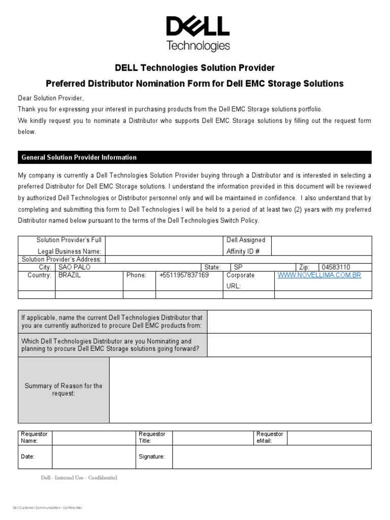 DELL Technologies Solution Provider Preferred Distributor Nomination ...