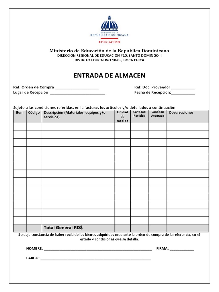 Entrada de Almacen | PDF