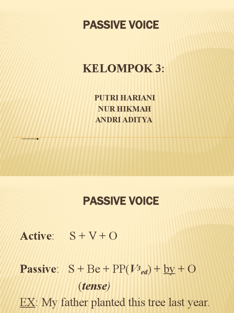 PPT-Kel 3 Passive Voice | PDF | Grammatical Tense | Syntactic Relationships