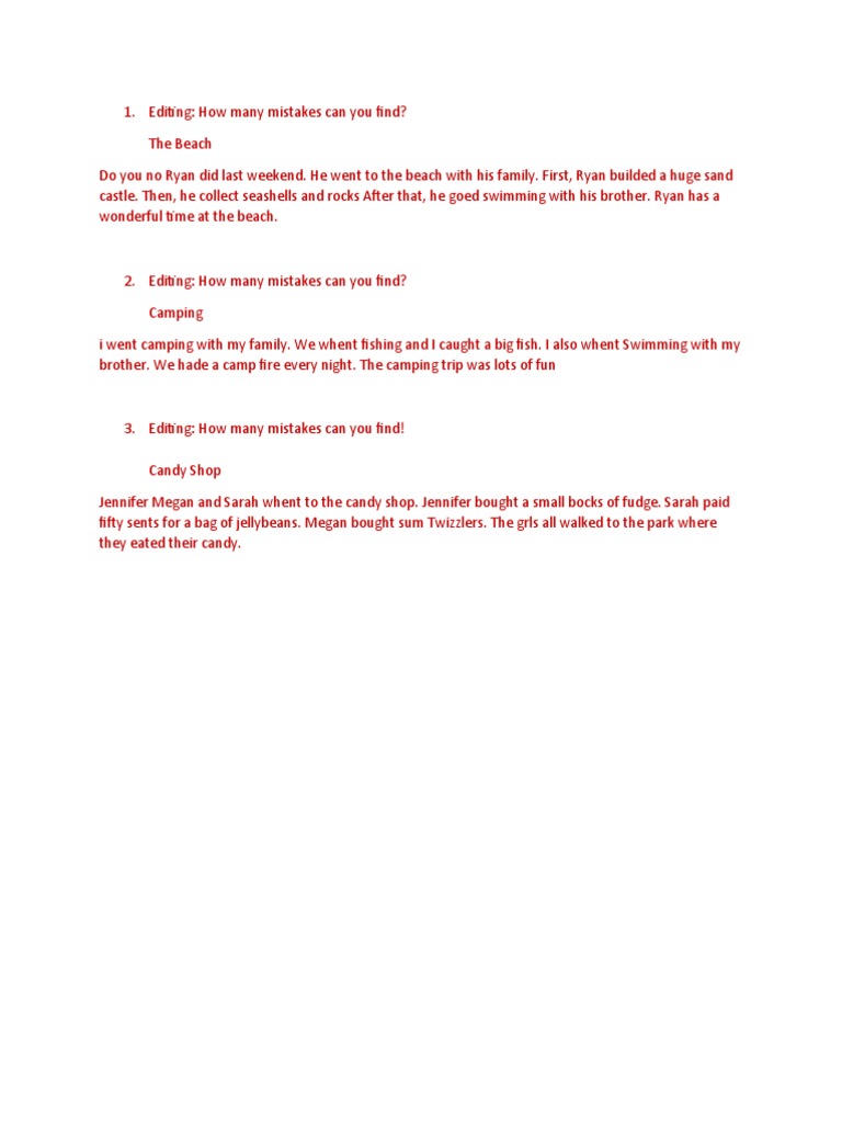 Editing Exercises | PDF | Cooking, Food & Wine