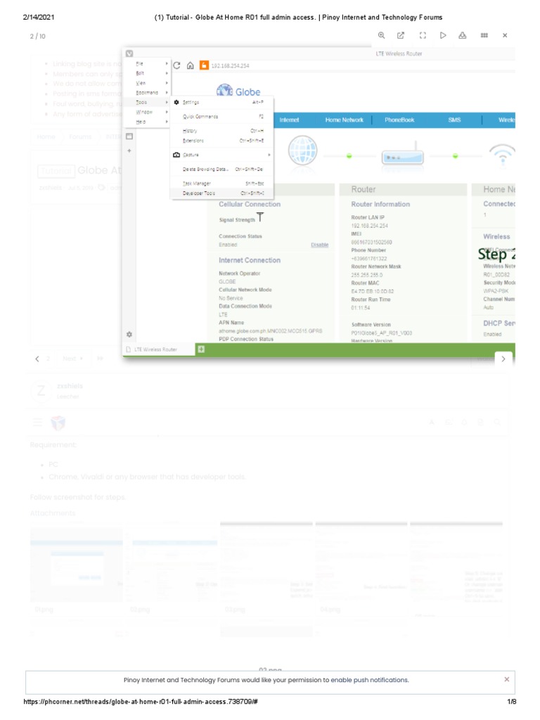 Tutorial - Globe at Home R01 Full Admin Access. - Pinoy Internet and ...