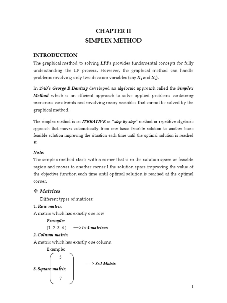 Chapter Twoo Simplex | PDF | Matrix (Mathematics) | Mathematical Optimization