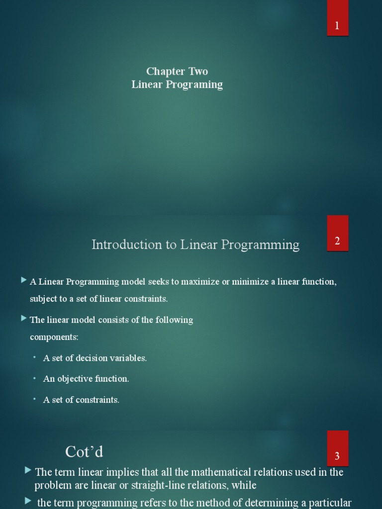 Introduction to Linear Programming Concepts | PDF | Linear Programming ...