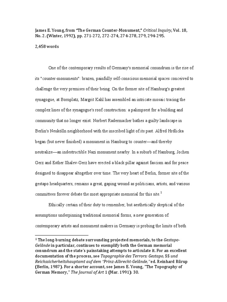 Young Counter-Monument | PDF | Memory | Time