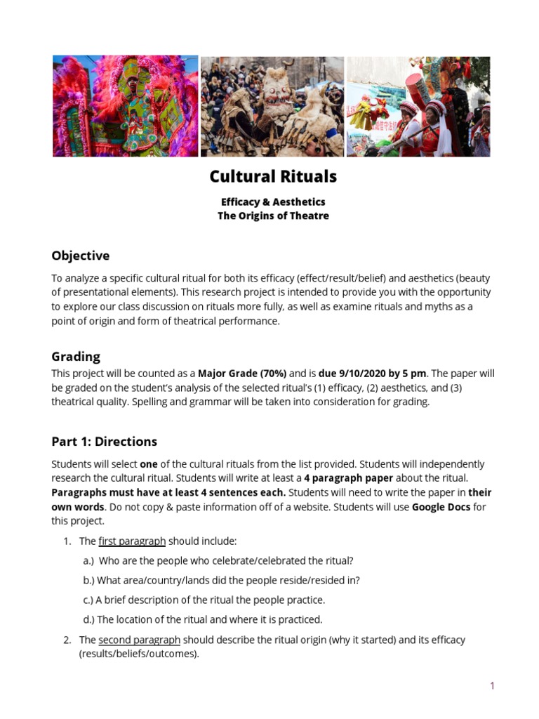 Cultural Rituals Project | PDF | Rituals | Aesthetics