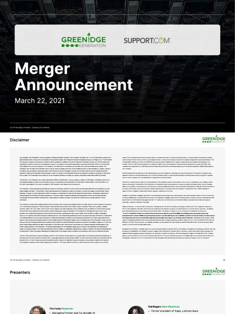 Merger Announcement: March 22, 2021 | PDF | Trademark | U.S. Securities ...
