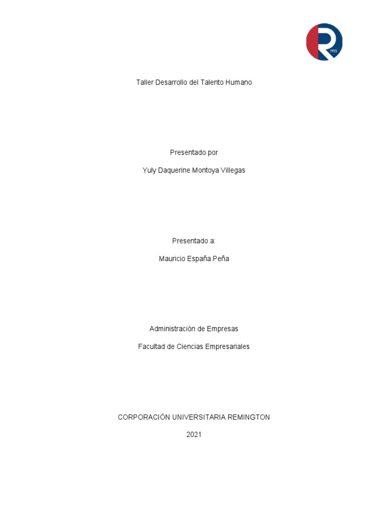 Taller de RH | PDF | Comportamiento organizacional | Psicología ...