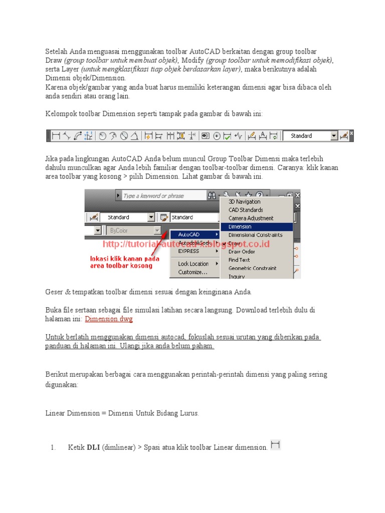 Panduan Lengkap Toolbar Dimensi AutoCAD | PDF