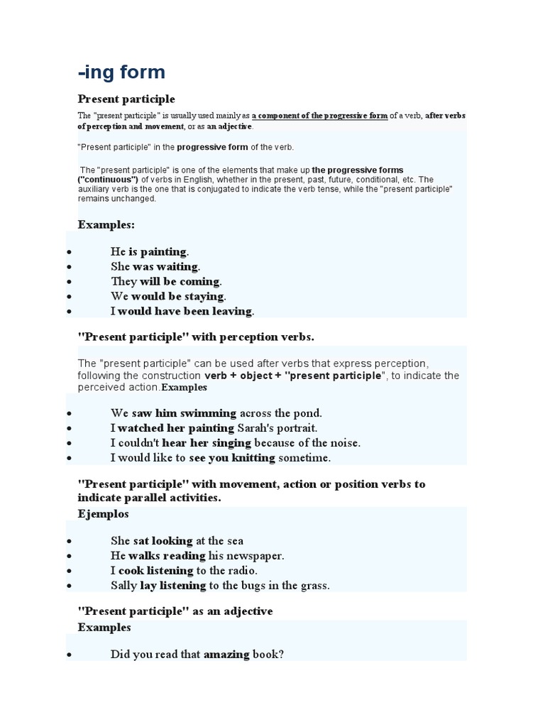 Ing Form | PDF | Verb | Linguistic Typology