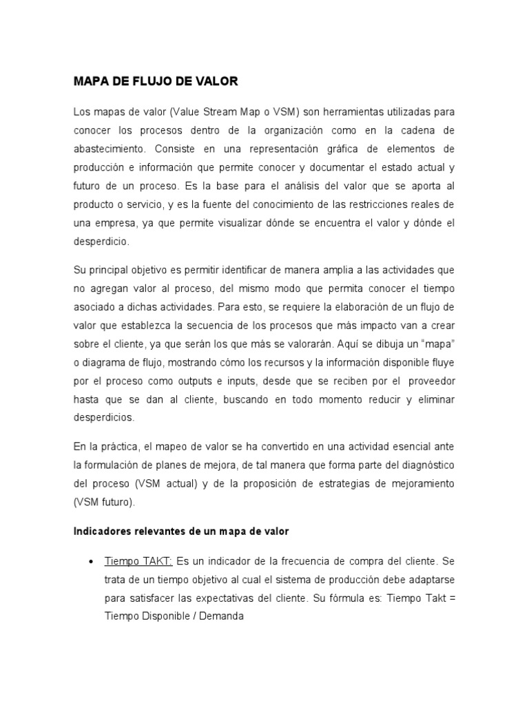 Mapa de Flujo de Valor | PDF | Cliente | Empresas