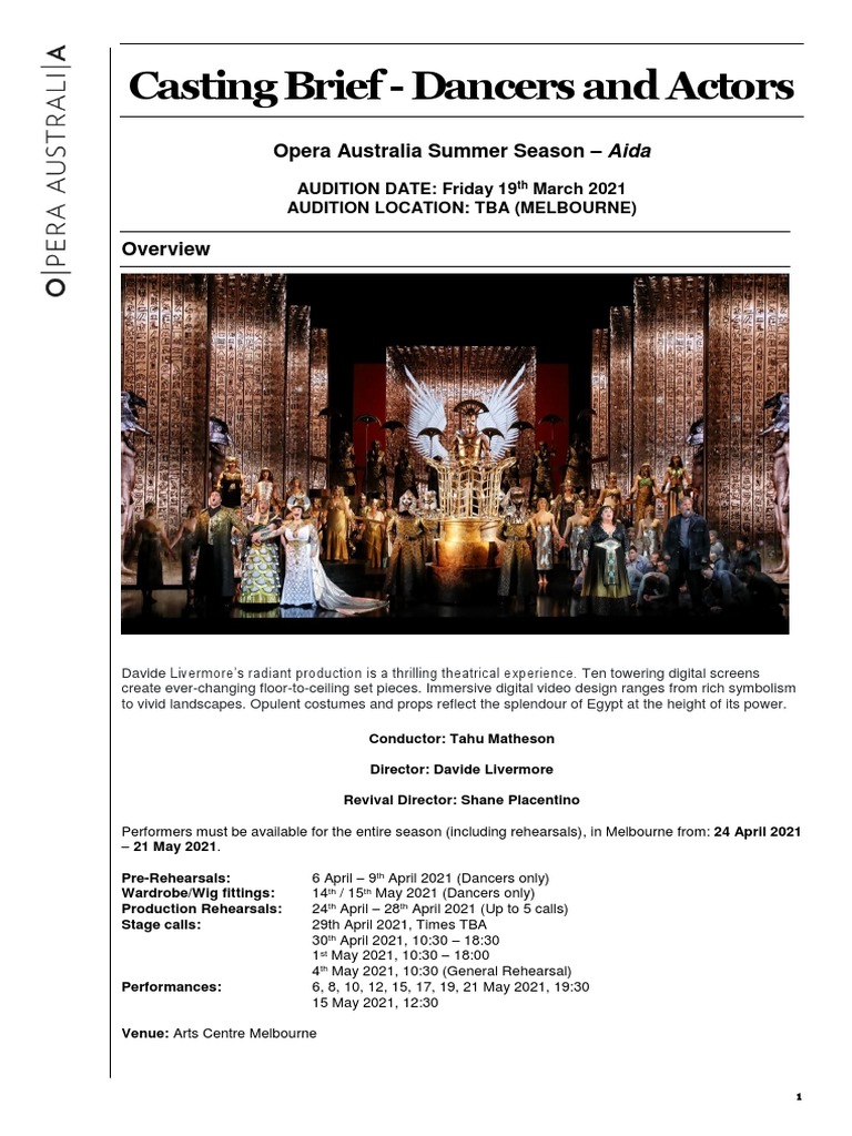 Aida Ma21 Casting Brief | PDF | Audition | Dances