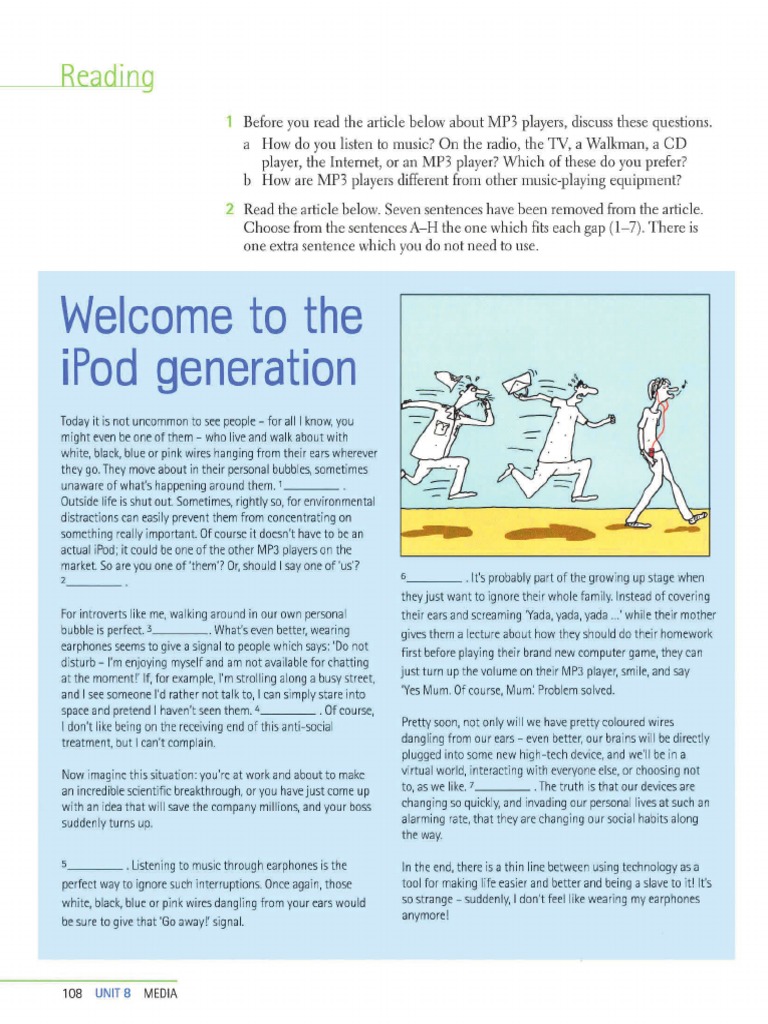 Welcome To The Ipod Generation - Reading Comprehension - Masterclass | PDF