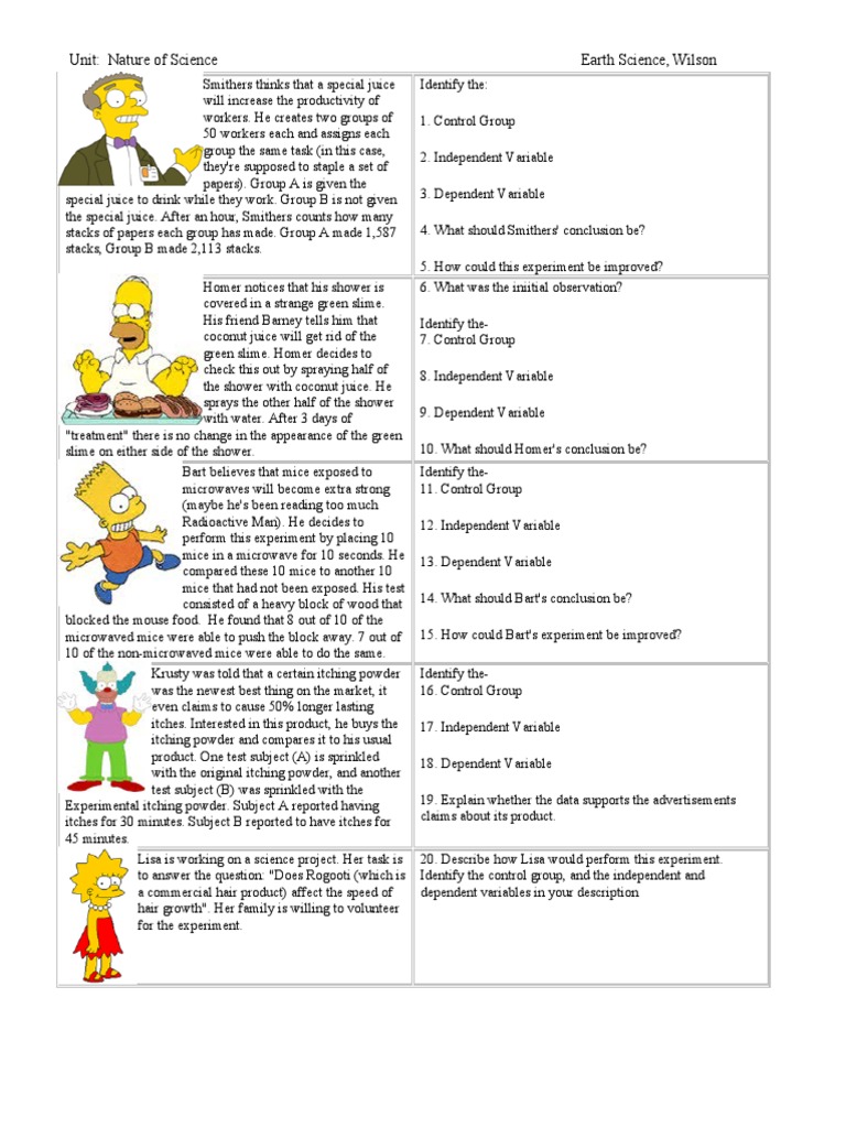 Unit: Nature of Science Earth Science, Wilson | PDF | The Simpsons ...