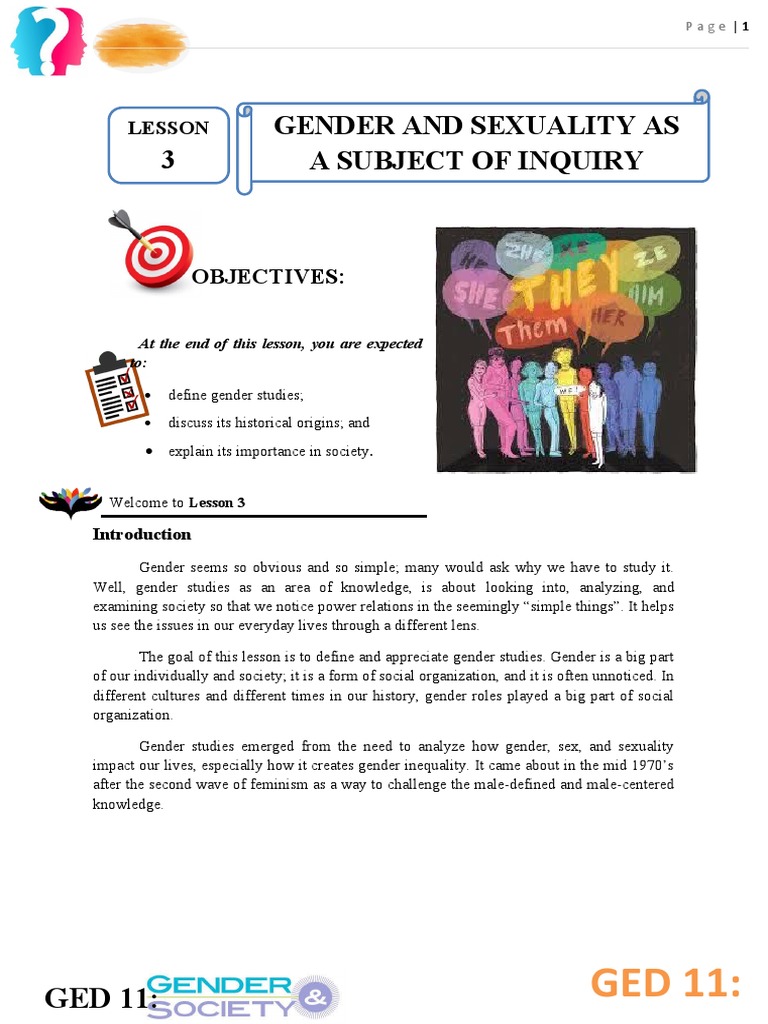 Prelim Lesson 3gender and Sexuality As A Subject of Inquiry | PDF ...