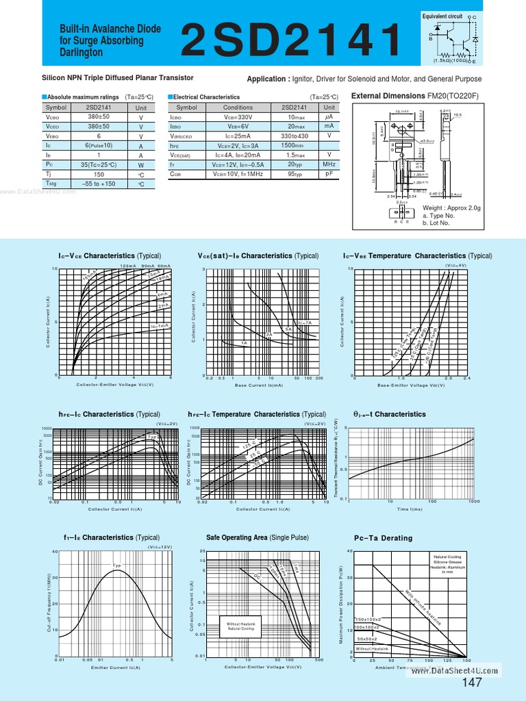 2SD2141 Transistor Specifications Guide | PDF | Bipolar Junction ...