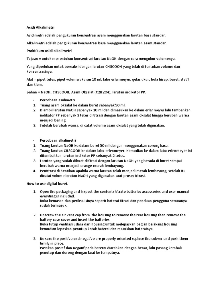 How To Use Digital Buret | PDF