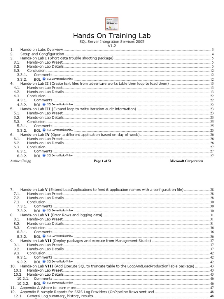 SSIS 2005 Hands On Training Lab | PDF | Microsoft Sql Server | Text File