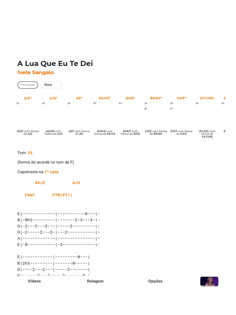 A Lua Que Eu Te Dei - Ivete Sangalo - CIFRA CLUB | PDF | Entretenimento (geral)