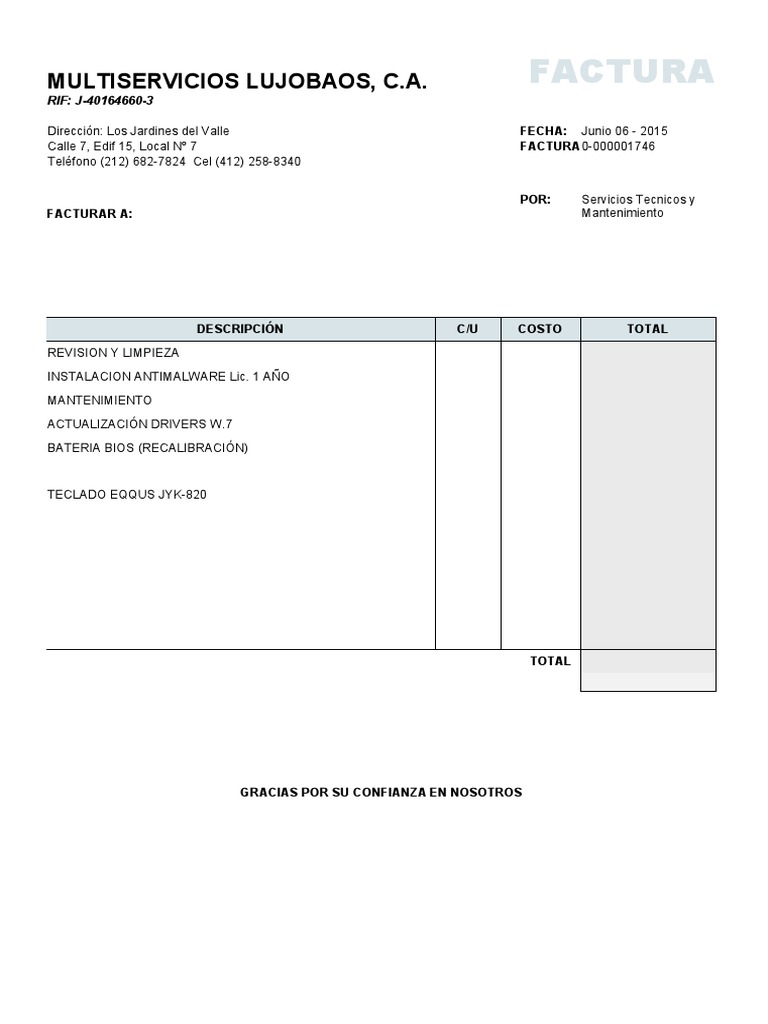 Factura Servicio Tecnico | PDF