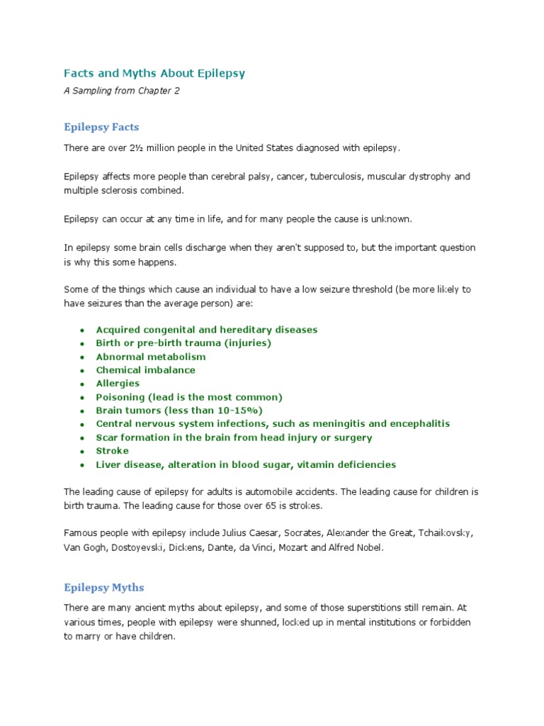 Facts and Myths About Epilepsy | PDF | Breathing | Epilepsy