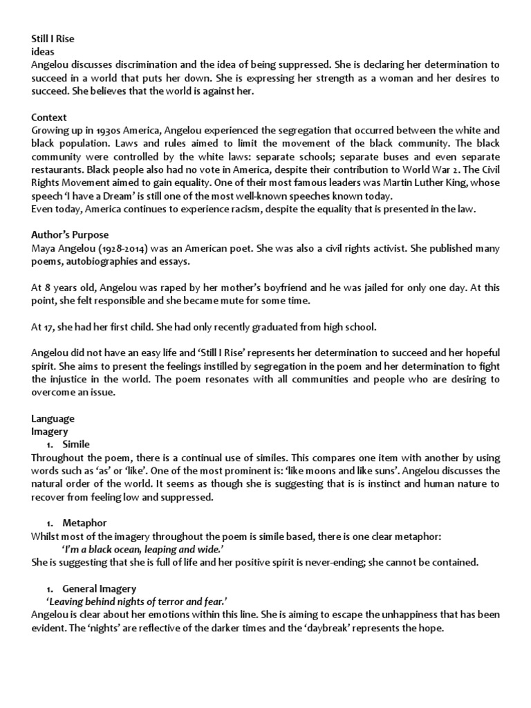 Still I Rise Ideas: I'm A Black Ocean, Leaping and Wide.' | PDF ...