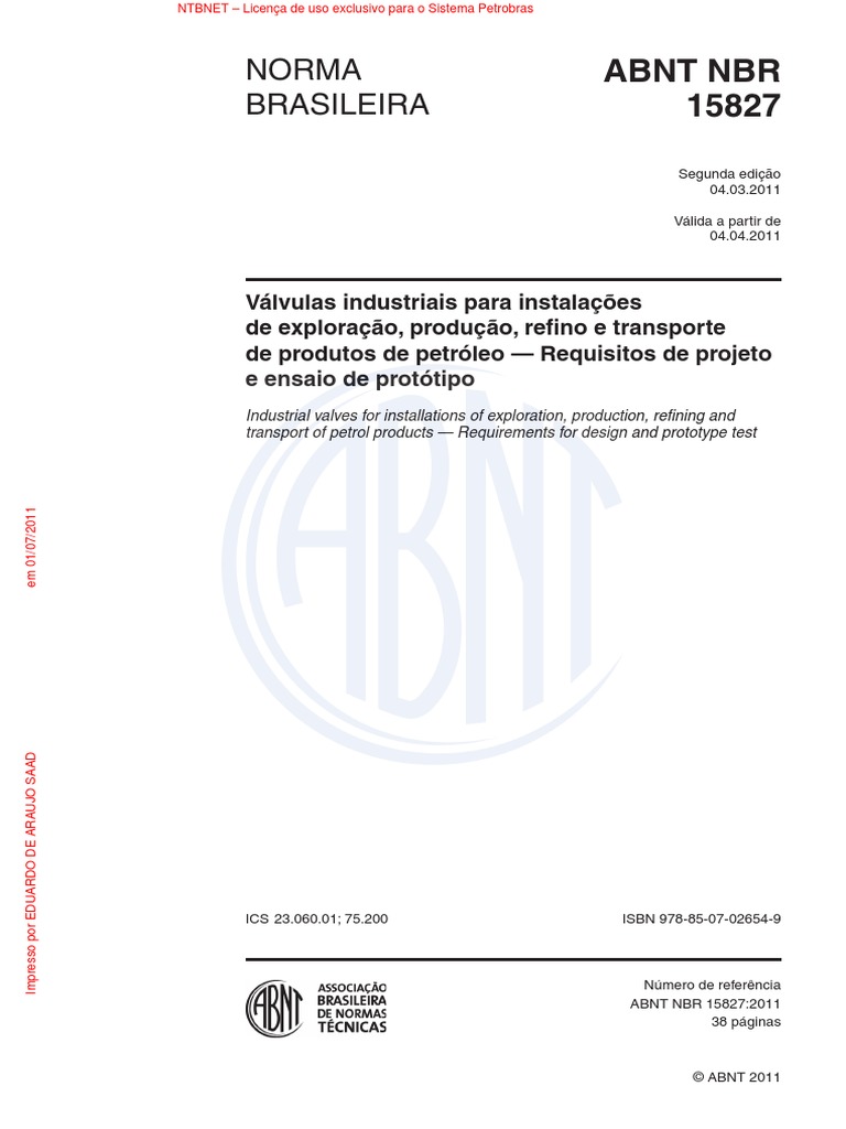 NBR 15827 2a Ed | PDF | Válvula | Engenharia Mecânica