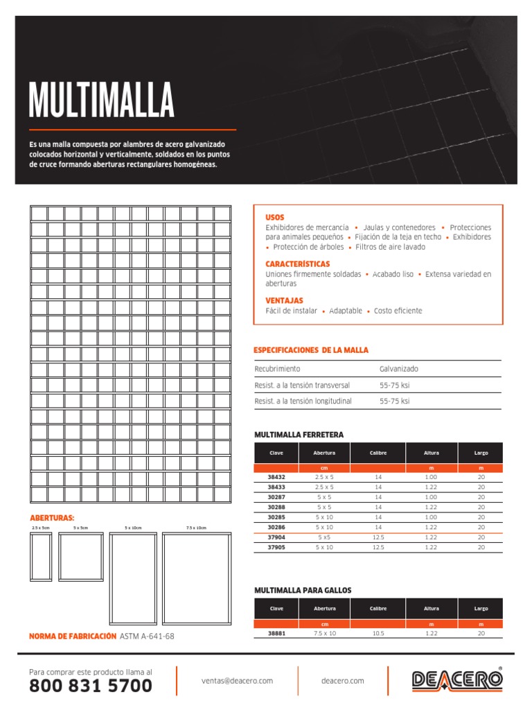 Multimalla Ferretera Deacero Ficha Tecnica | PDF | Rieles | Materiales
