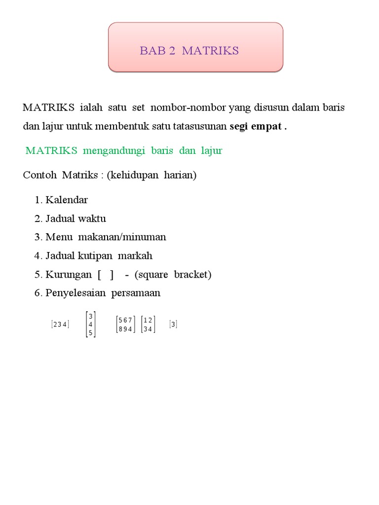 Bab 2 Matriks | PDF