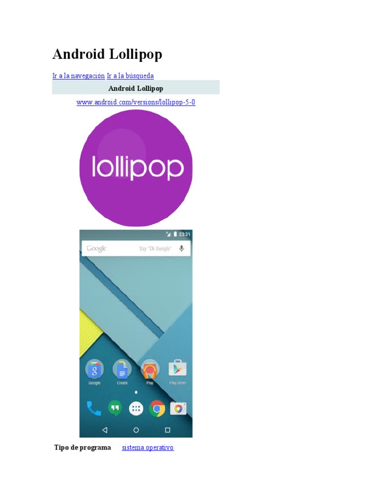 Android Lollipop | PDF | Android (sistema operativo) | Distribuciones ...