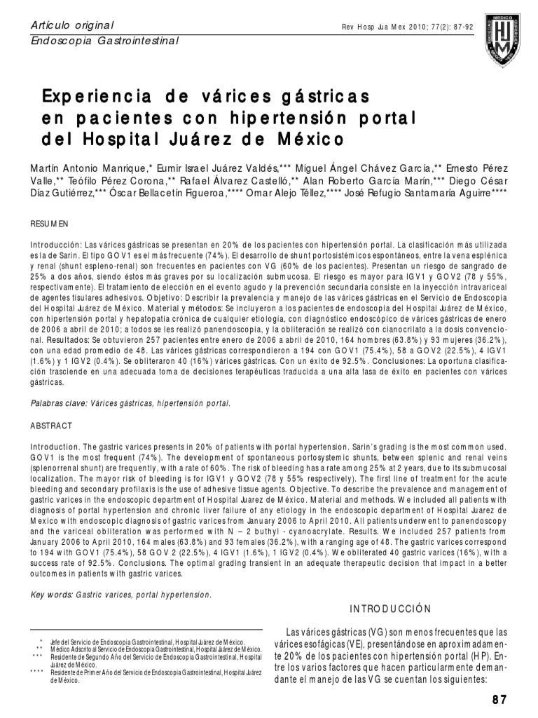 Clasificación de Várices Gástricas Sarin | PDF | Sistema digestivo ...