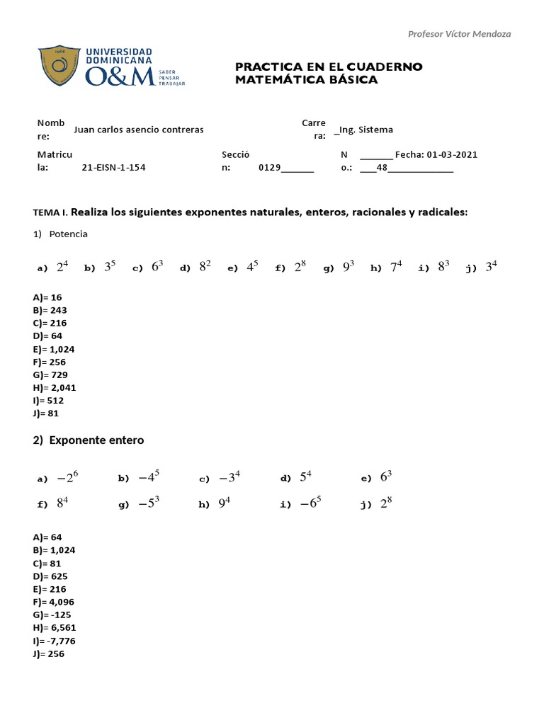 Practica Cuaderno Matematica Basica 2021 Completa | PDF | Teoría del ...
