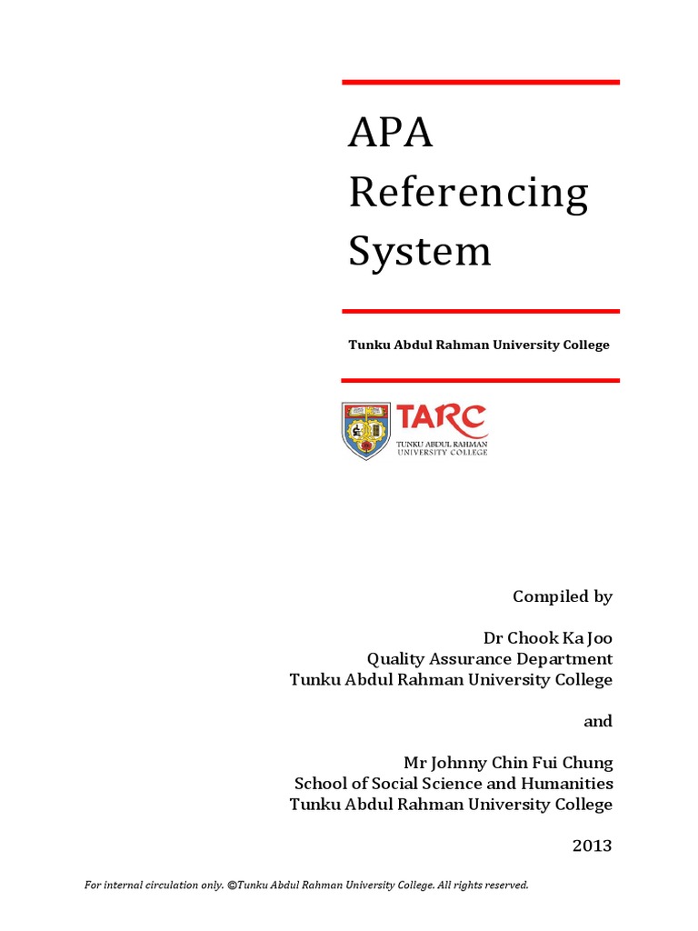 APA Referencing System | PDF | Citation | Apa Style