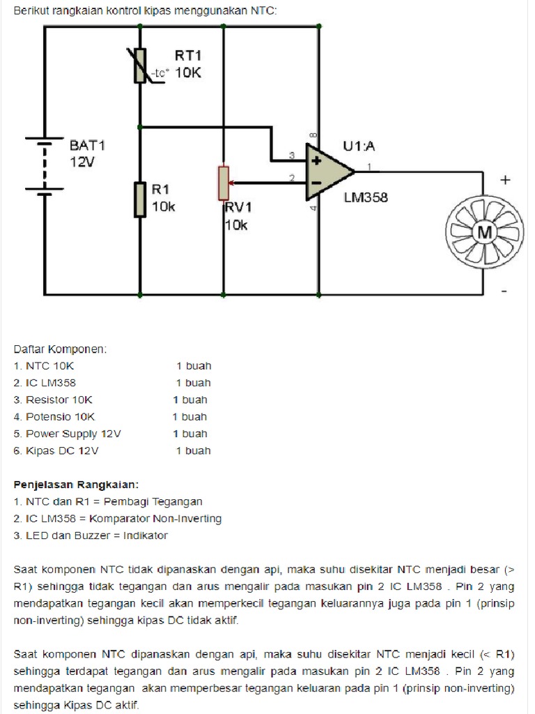 RANGKAIAN KONTROL KIPAS DC DENGAN SENSOR SUHU Syarif Projects | PDF