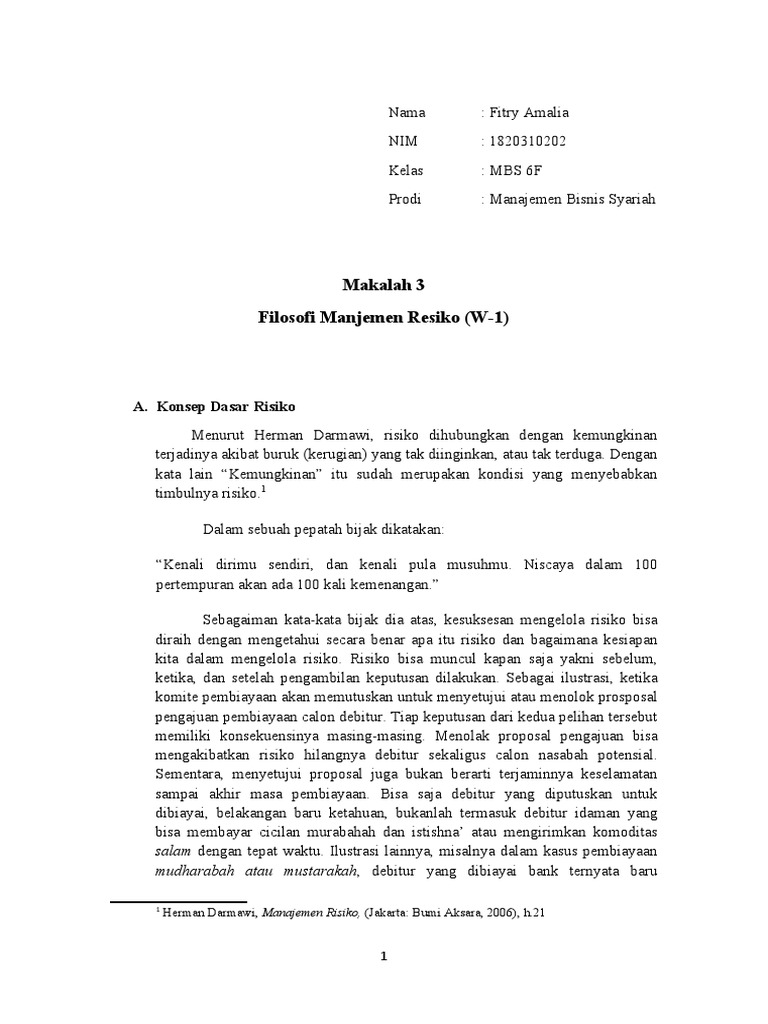 RF - 03 - MKLH - Filosofi Manajemen Risiko | PDF