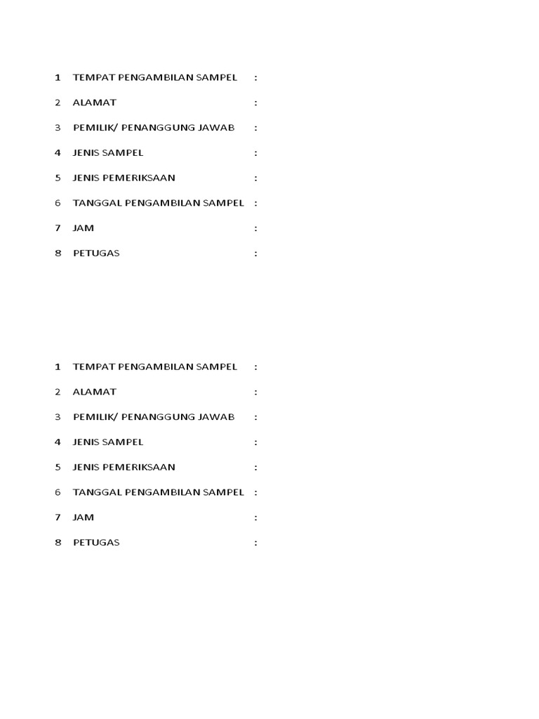 Label Sampel Air | PDF