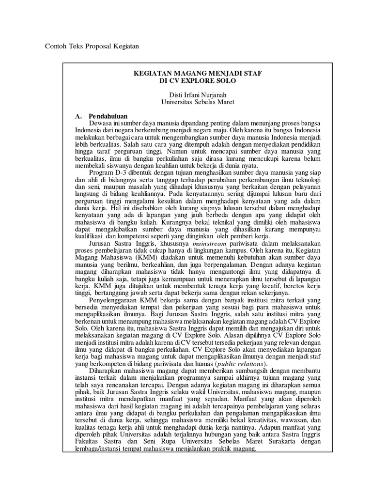 Contoh Teks Proposal Kegiatan | PDF
