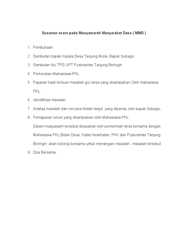 Susunan Acara MMD | PDF | Gaya Hidup