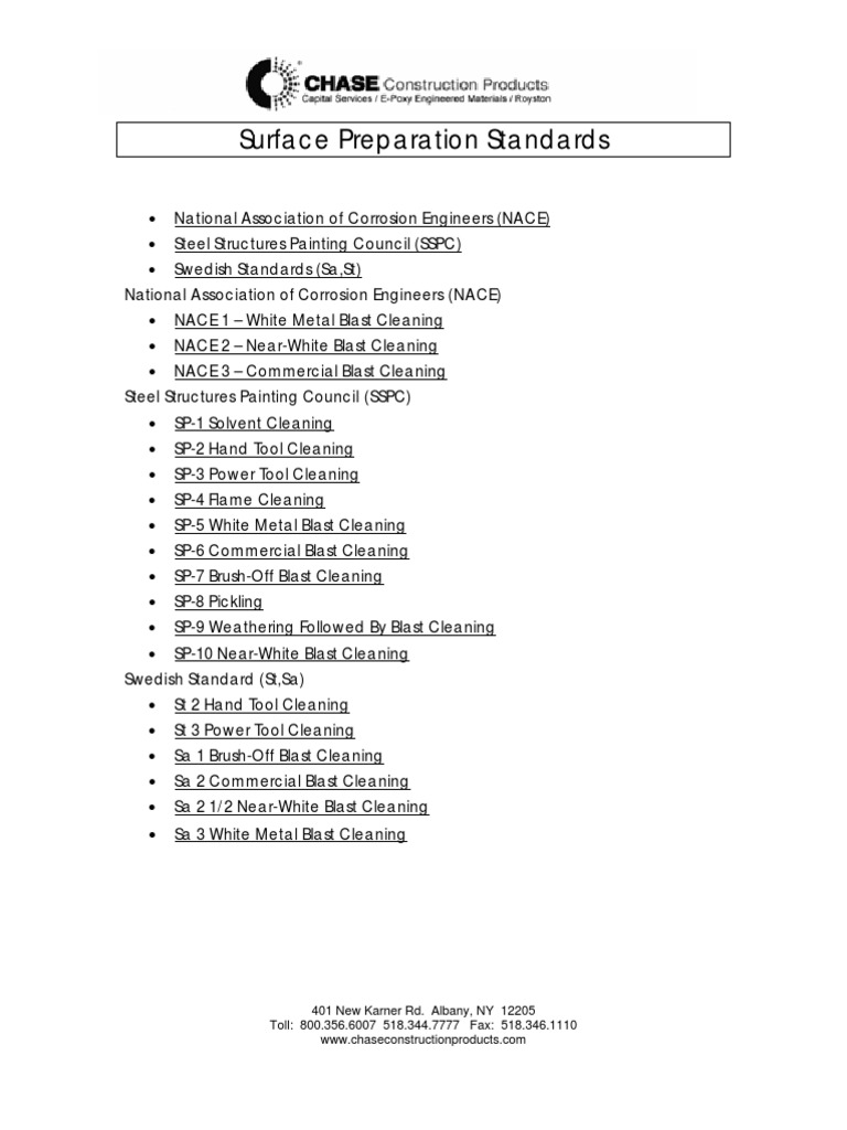 Surface Preparation Standards Overview Pdf