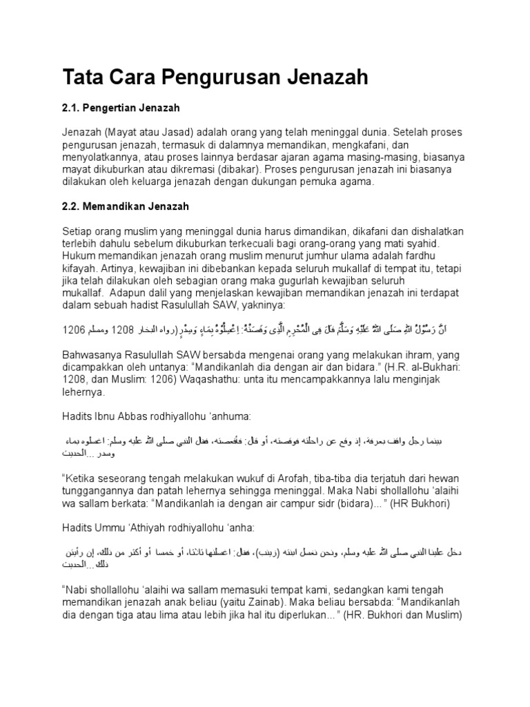 Tata Cara Pengurusan Jenazah | PDF