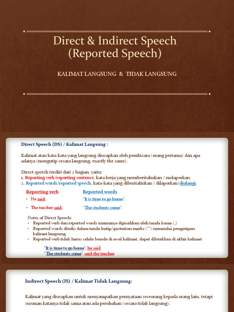 Direct & Indirect (Reported) Speech | PDF | Verb | Semantic Units