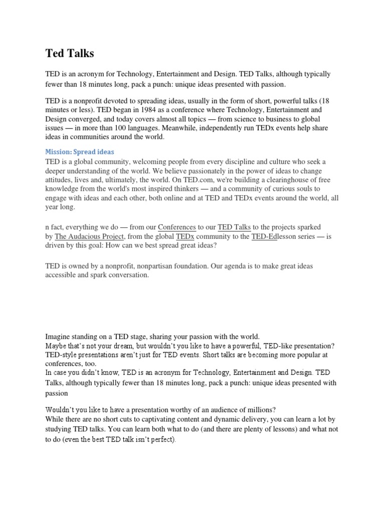 Ted Talks | PDF | Infographics | Idea