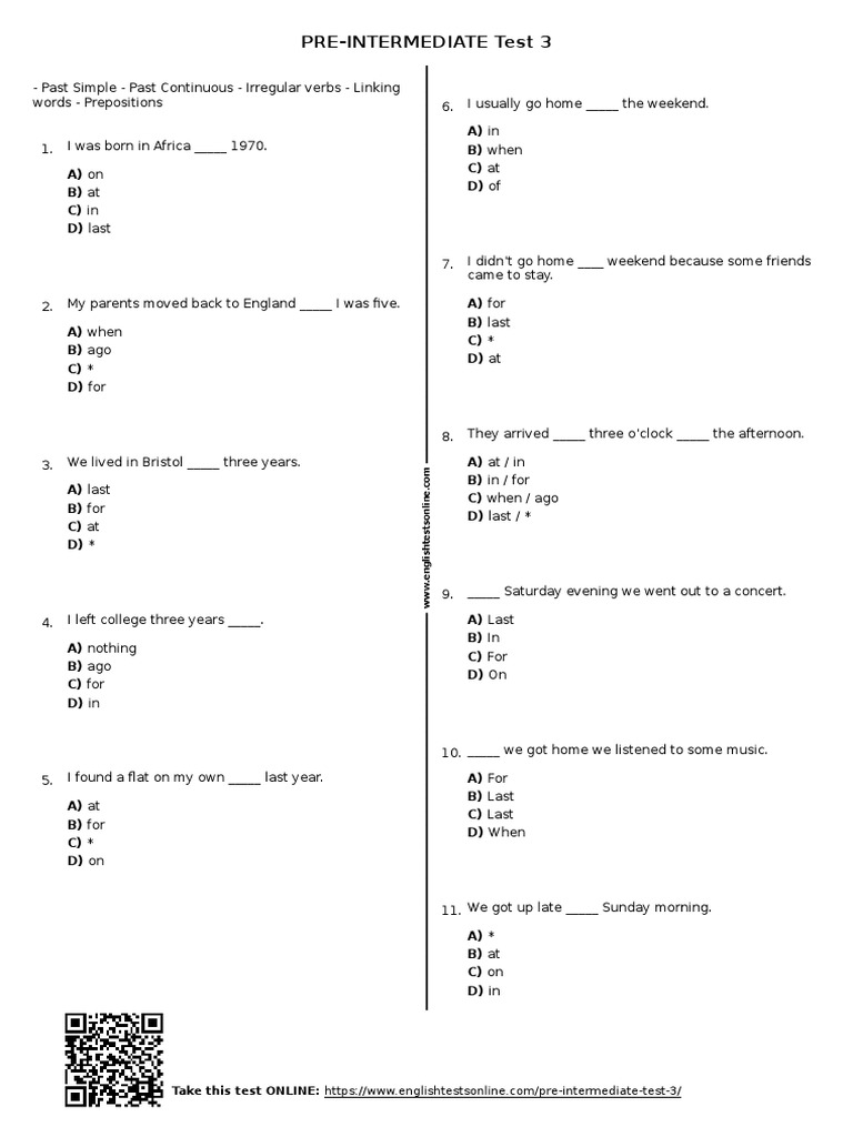 24 - Pre Intermediate Test 3 | PDF