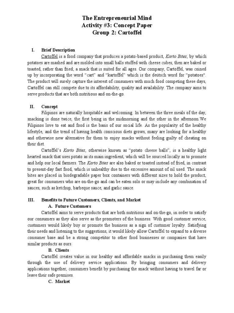 Group 2 - Activity #3 - Concept Paper | PDF | Potato | Customer