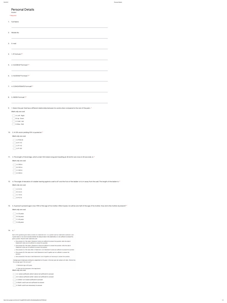 Personal Details - Google Forms | PDF | Intangible Asset | Investing