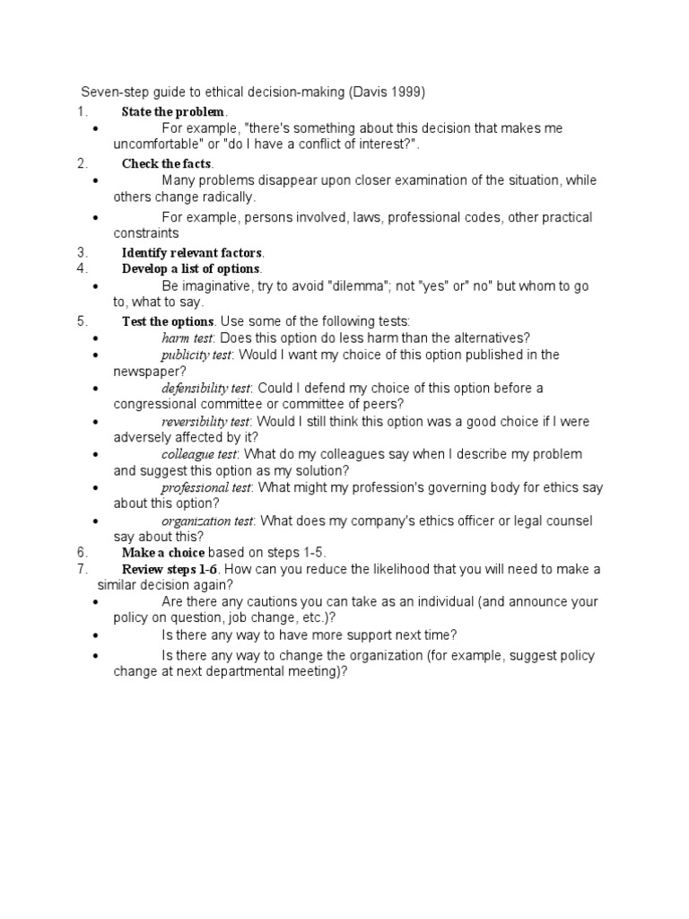 Seven-Step Moral Reasoning Model | PDF | Choice | Decision Making