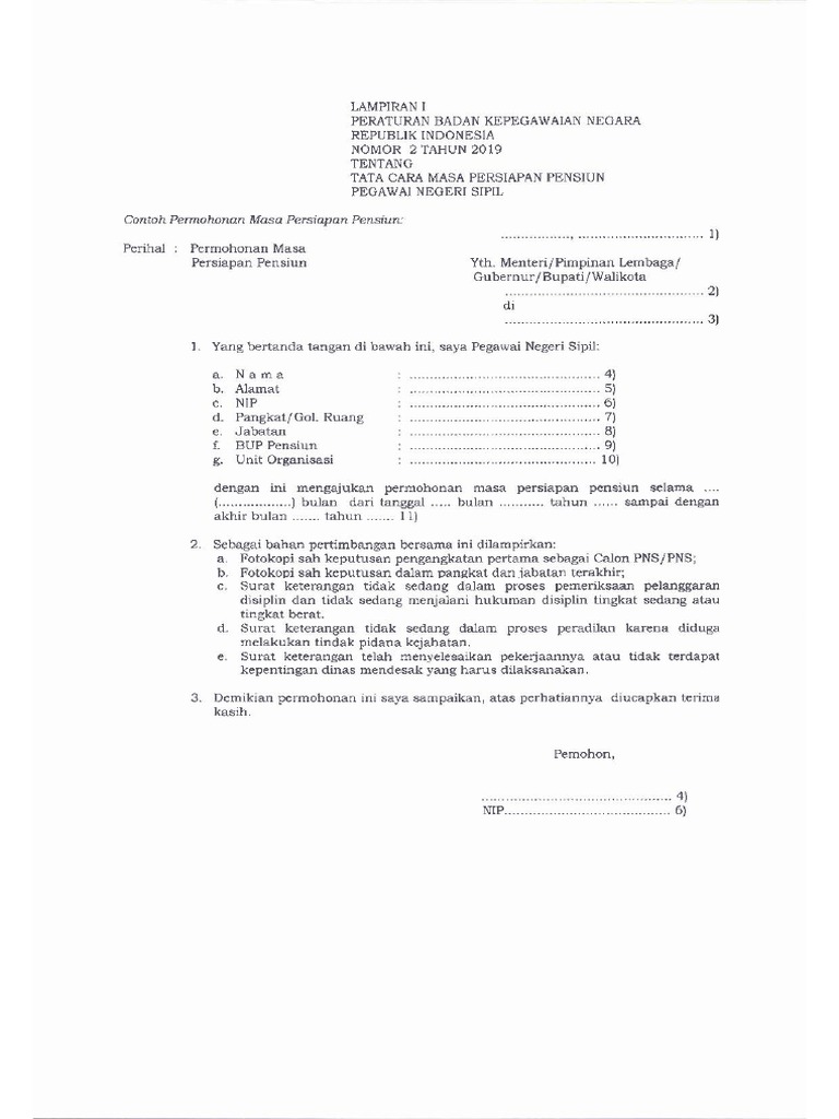 Formulir MPP Peraturan-Bkn-No.-2-Tahun-2019-Tata-Cara-Masa-Persiapan-Pensiun | PDF