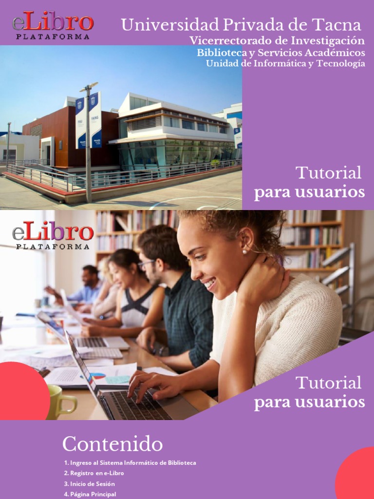 Elibro - Tutorial Usuarios UPT | PDF | Software de la aplicacion | Usuario (informática)