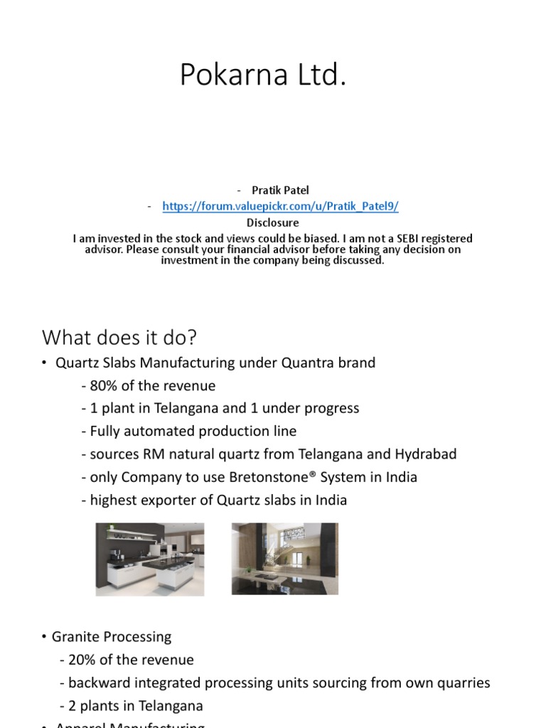 Pokarna LTD Final | PDF | Market (Economics) | Investing